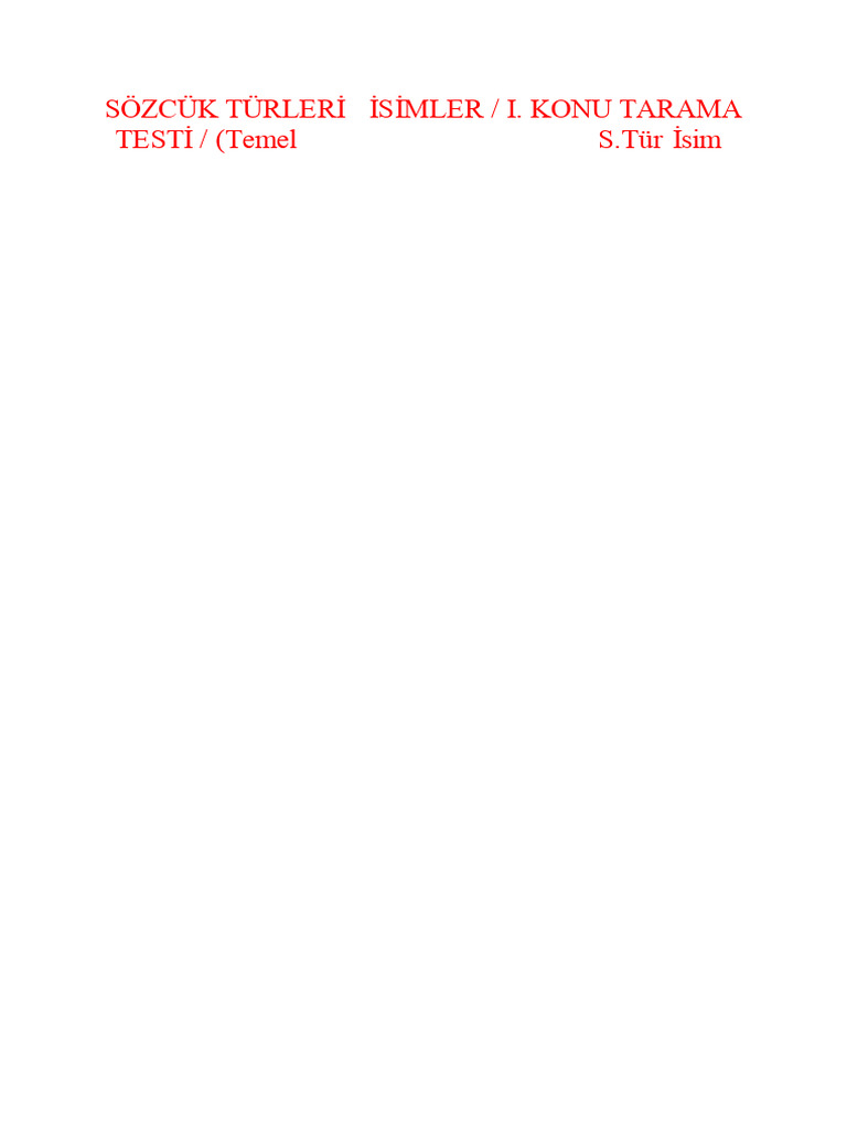 C S. Türleri İsim I. KTT | PDF