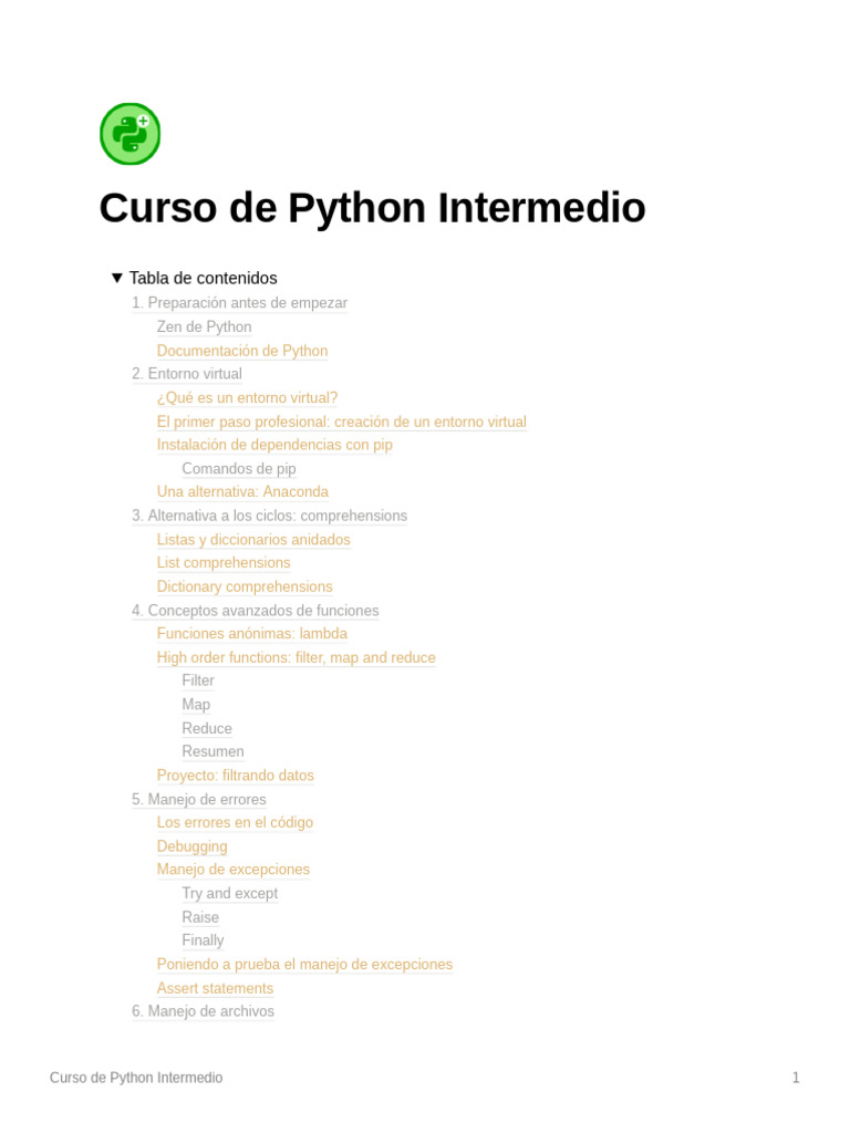Python Intermedio para Desarrolladores | PDF | Python (lenguaje de programación) | Ingeniería ...