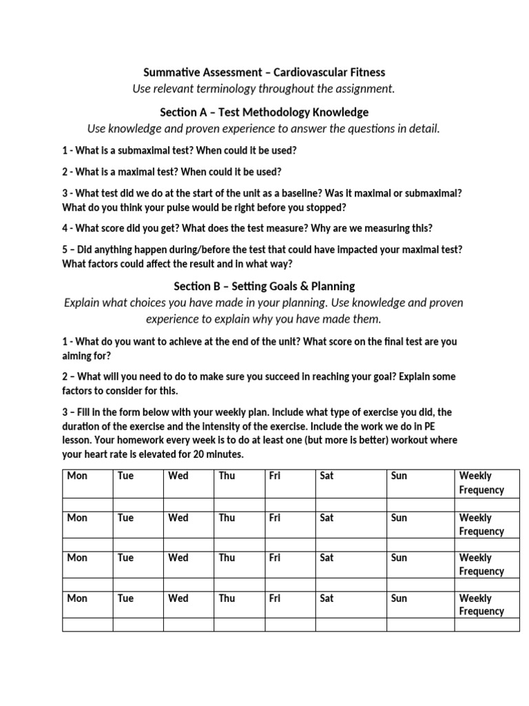 Cardio Unit Summative | PDF | Aerobic Exercise