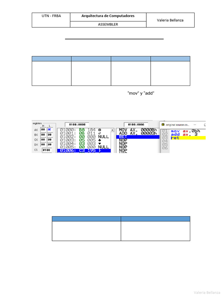 Ejercicios de Assembler en emu8086 | PDF | División (Matemáticas) | Lenguaje ensamblador