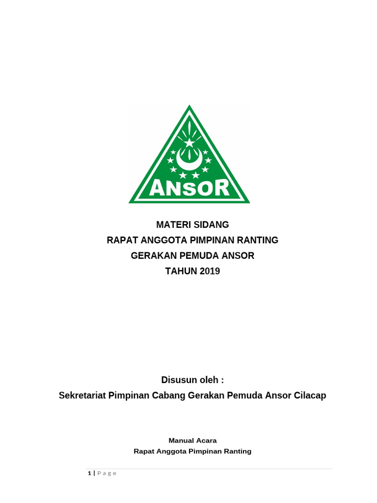 Contoh Materi Rapat Anggota GP ANSOR 1 | PDF