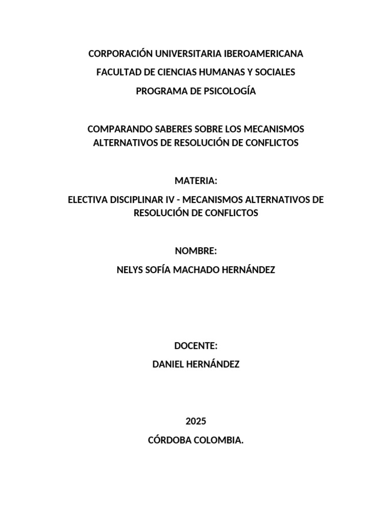 Actividad 3 - Comparando Saberes Sobre Los Mecanismos Alternativos de Resolución de Conflictos ...