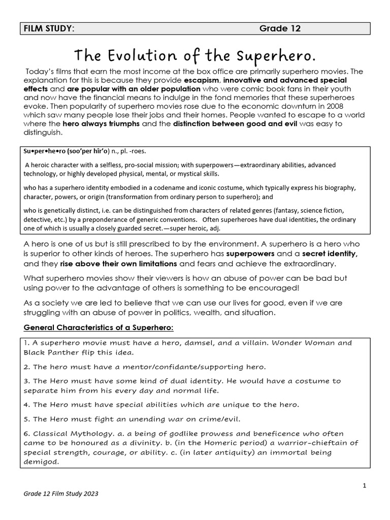 The Evolution of a Superhero -Background Notes (2024) | PDF | Hero ...