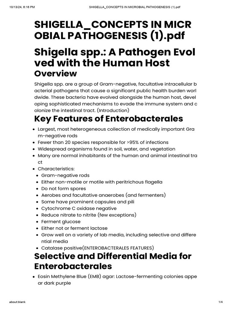 Shigella - Concepts in Microbial Pathogenesis | PDF | Escherichia Coli ...