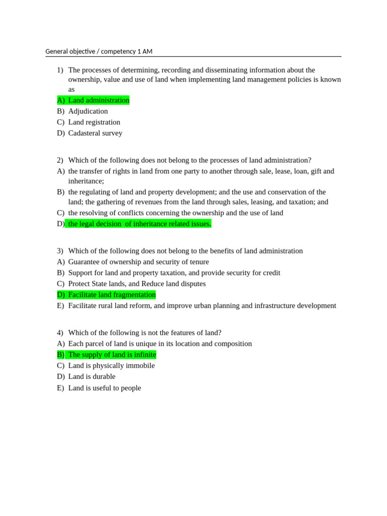 Cadaster Model Exam 012023 May 08 Answer | PDF | Surveying | Land Lot