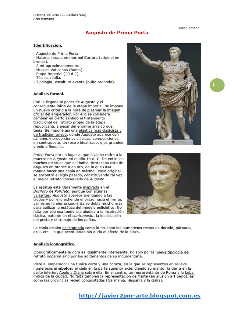 Análisis de la escultura Augusto de Prima Porta | PDF