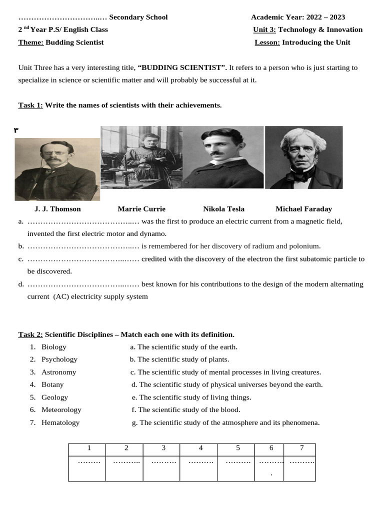 Budding Scientist Unit Introduction | PDF | Experiment | Science