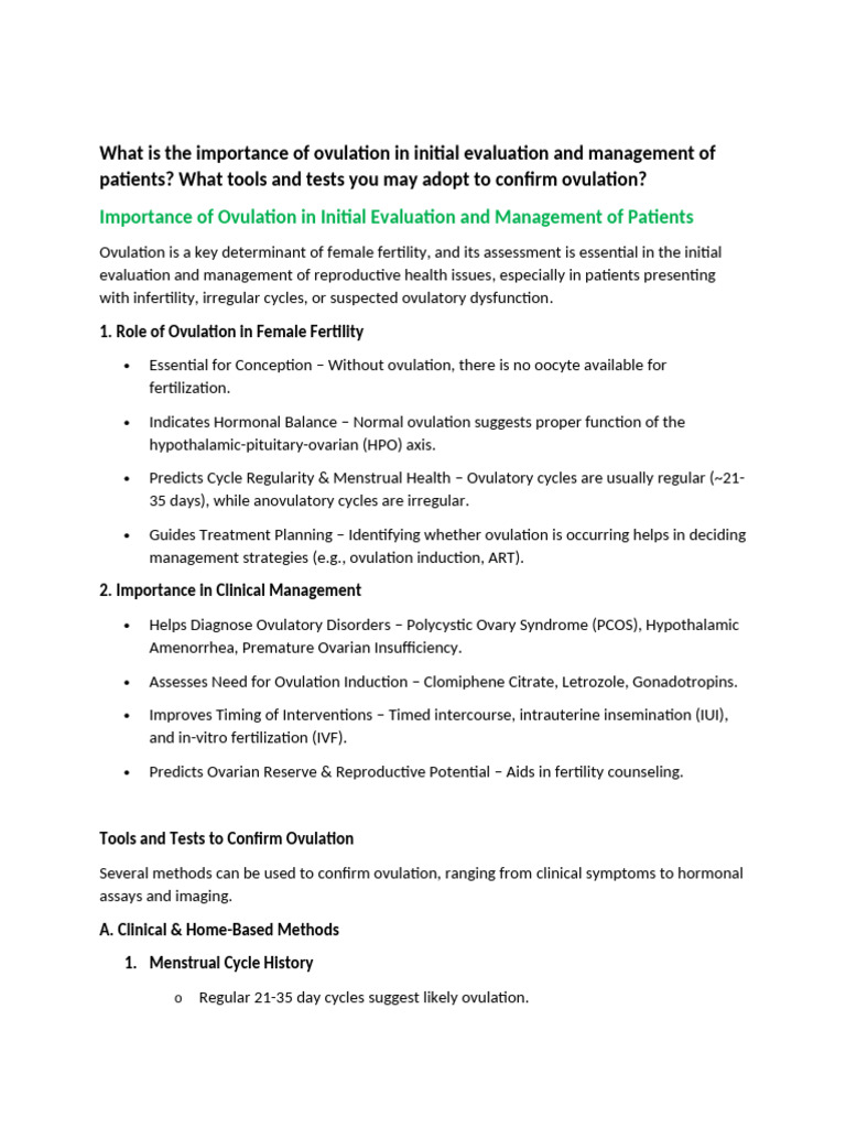Ovulation's Role in Fertility Evaluation | PDF | Menstrual Cycle ...