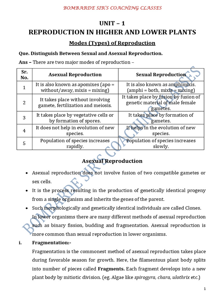 unit 1 final note | PDF | Seed | Fertilisation