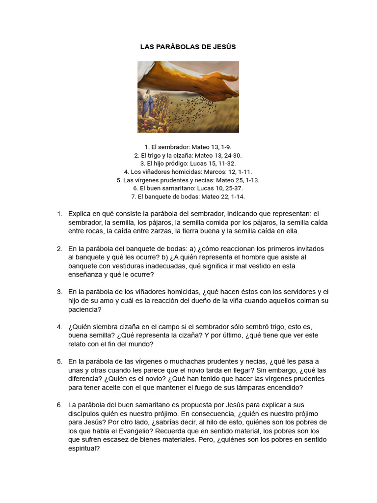 LAS PARÁBOLAS DE JESÚS | PDF
