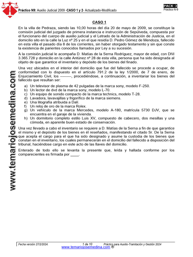 PACK-3-Practico N9 A09 - CASO-1-2-CAUDAL HEREDITARIO-CAMBIARIO 27-2-24 | PDF | Judicaturas ...