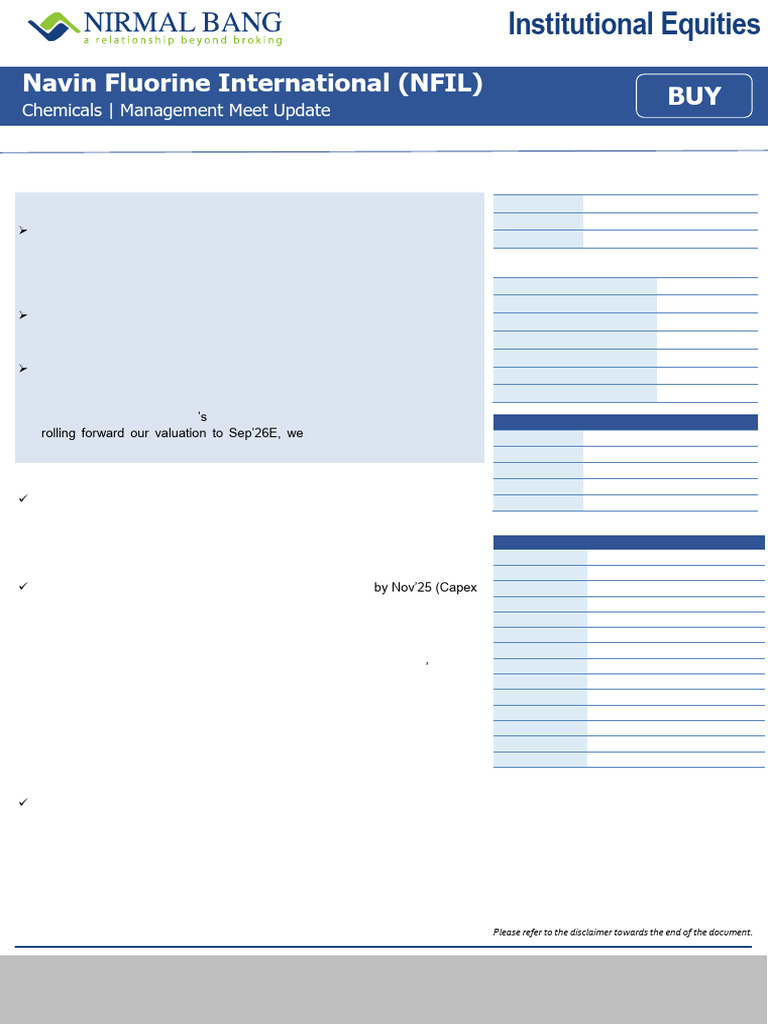 Navin Fluorine Management Meet Update 29 September 2024 | PDF | Equity (Finance) | Money