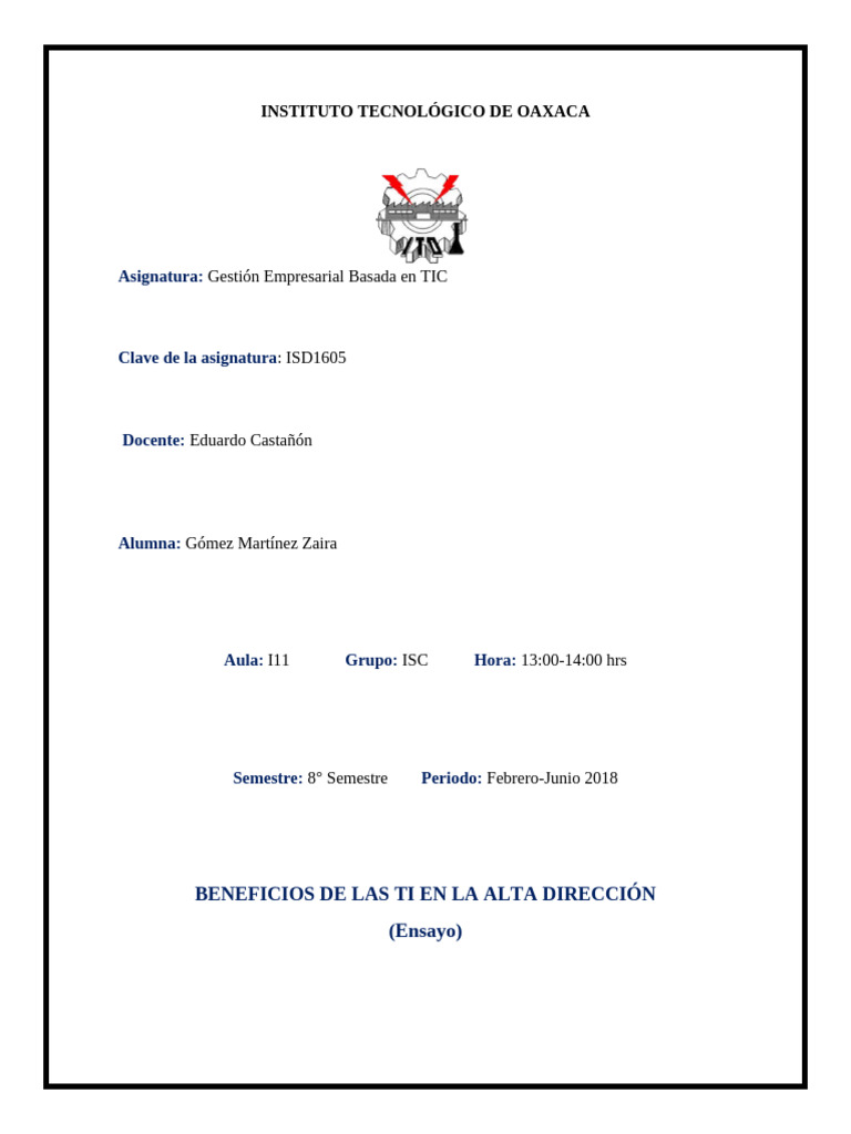 Beneficios de Las Ti en La Alta Dirección | PDF | Tecnologías de la ...