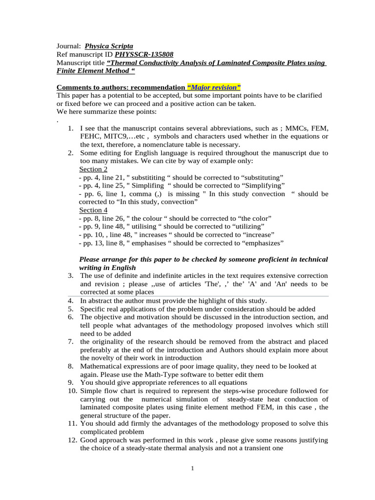 Review Comments PHYSSCR-135808 | PDF | Finite Element Method | Applied ...