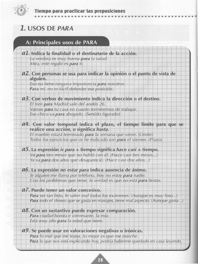 Práctica de Preposiciones: Para y Por | PDF
