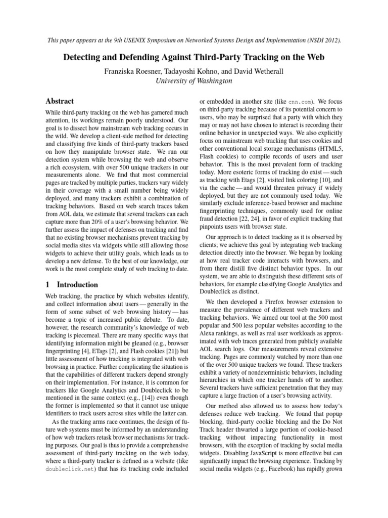 Detecting Third-Party Web Tracking | PDF | Http Cookie | World Wide Web