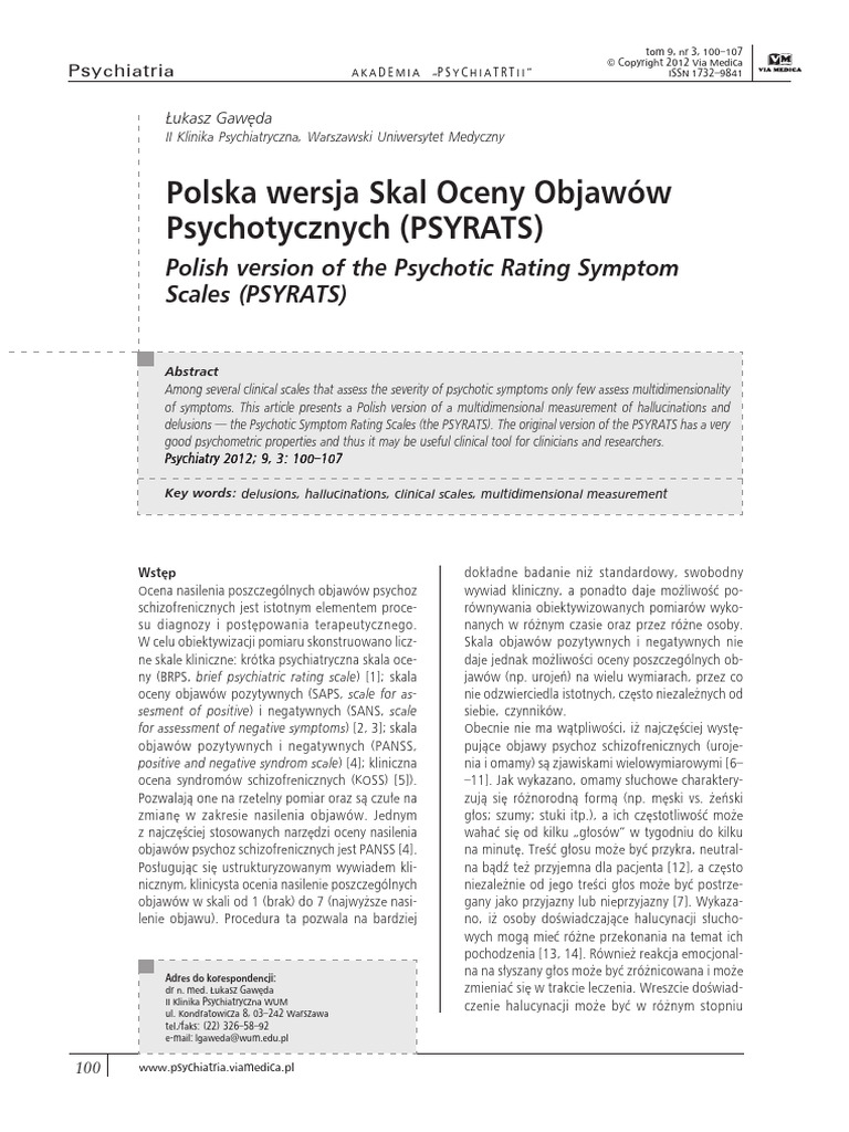 Gaweda PSYRATS) | PDF