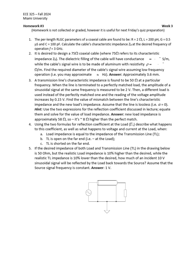 HW3 (3) | PDF | Electrical Impedance | Transmission Line