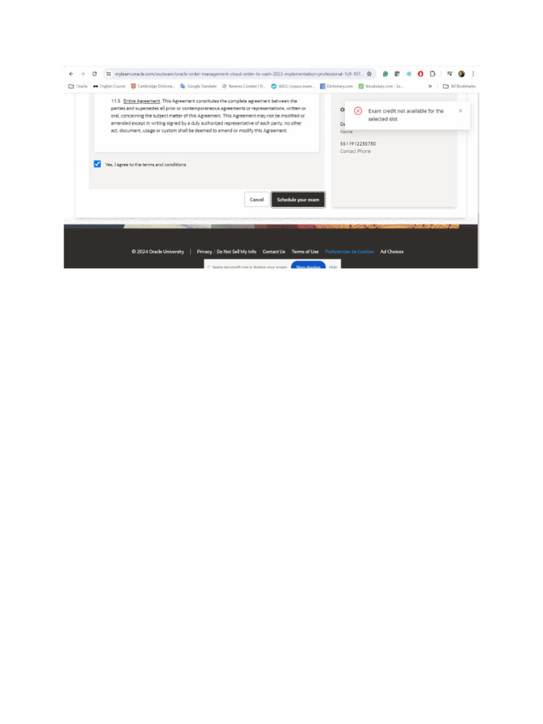 Schedule Exam Error | PDF