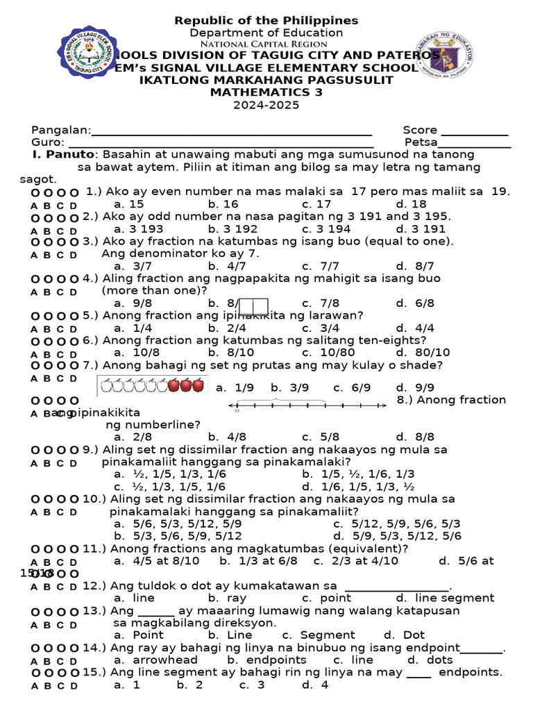 Q3 Periodic Test Math 3 2025 | PDF