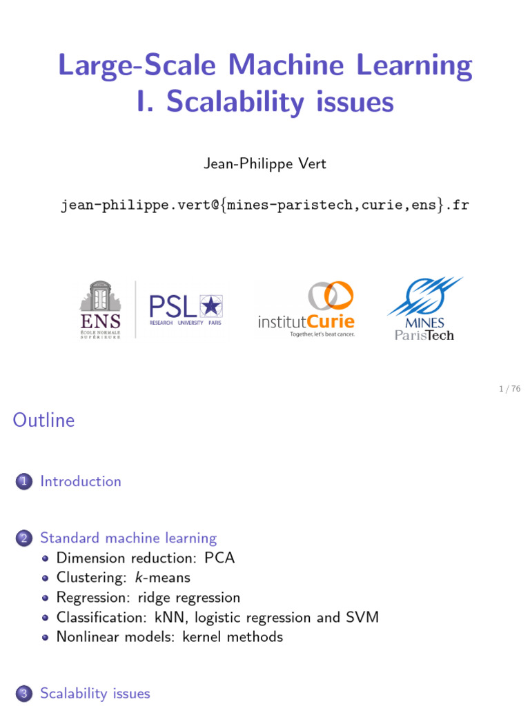 Large-Scale Machine Learning Overview | PDF | Machine Learning | Support Vector Machine