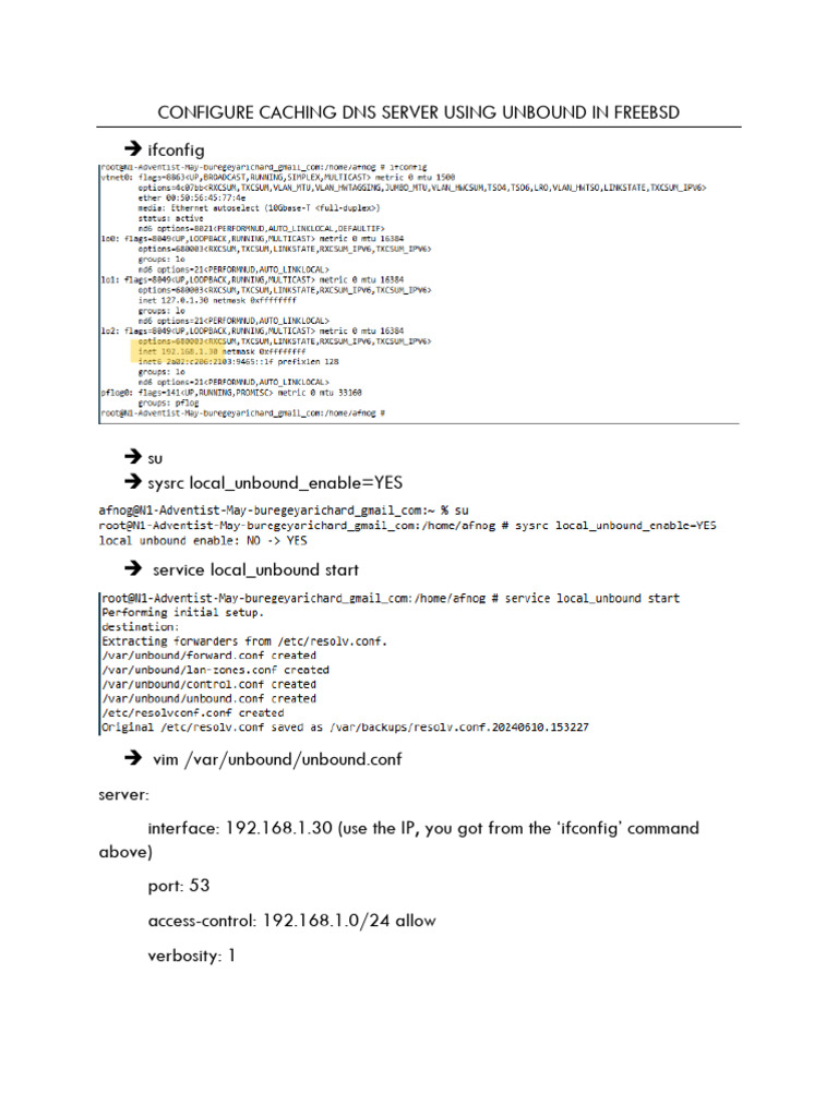 Unbound DNS Caching Setup on FreeBSD | PDF