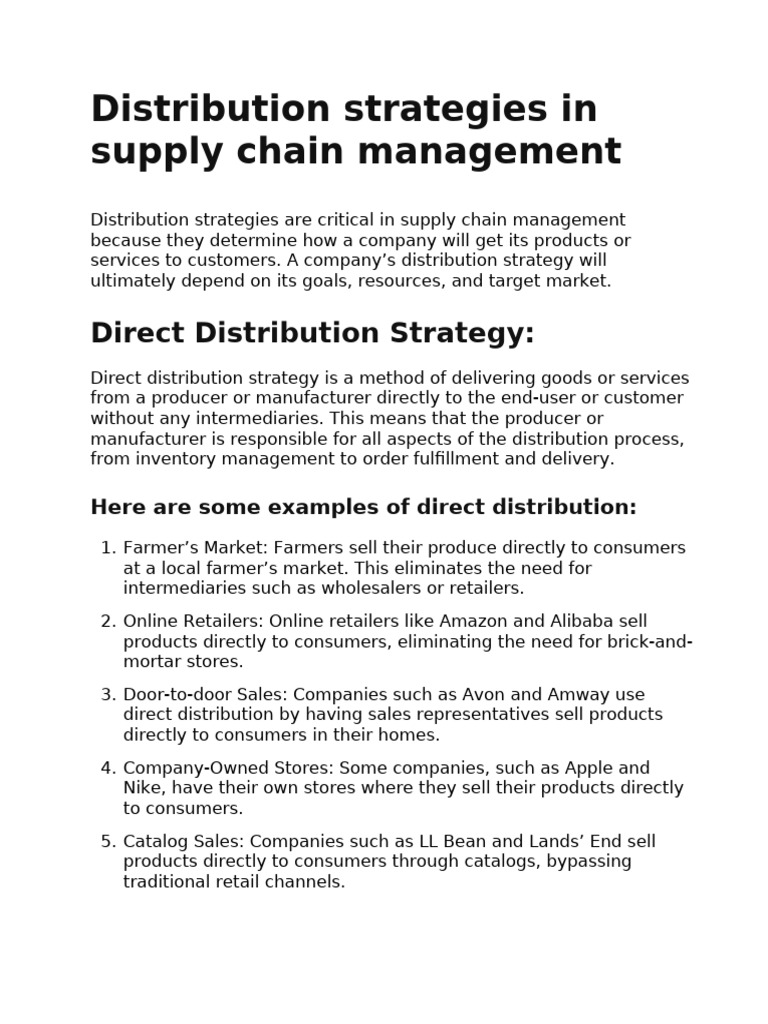 Effective Distribution Strategies in SCM | PDF | Retail | Sales