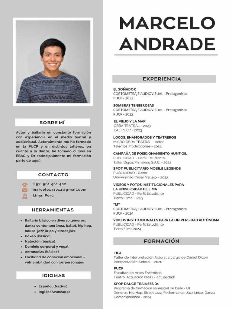 CV Actoral - 2025 Marcelo Andrade | PDF