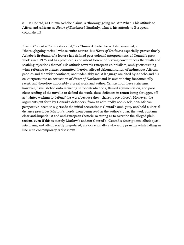 Scribd Conrad Essay Outline | PDF | Heart Of Darkness | Joseph Conrad