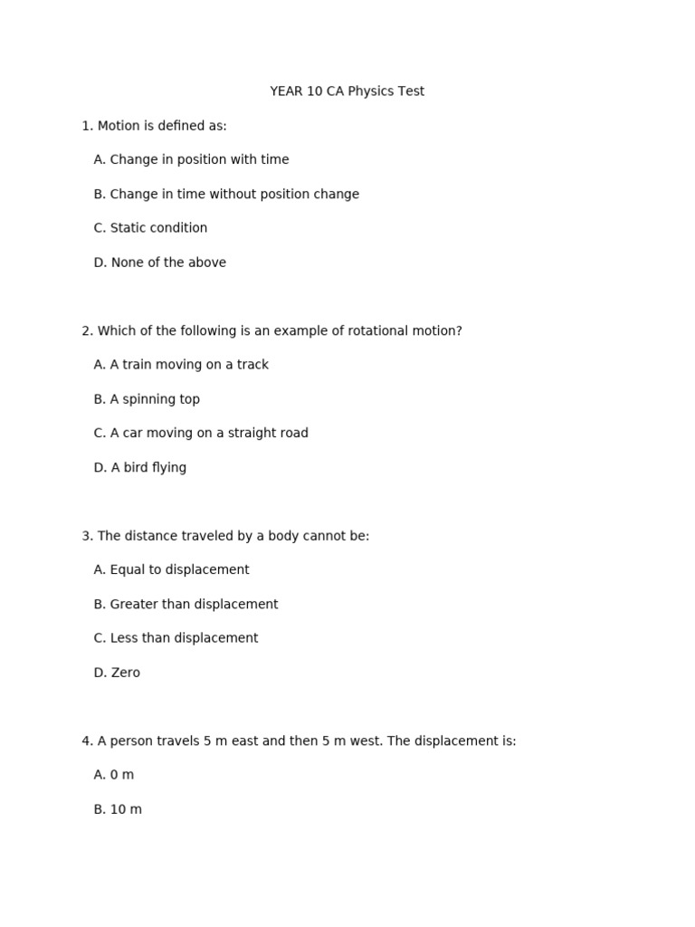 Year 10 Physics Exam Prep | PDF | Force | Acceleration