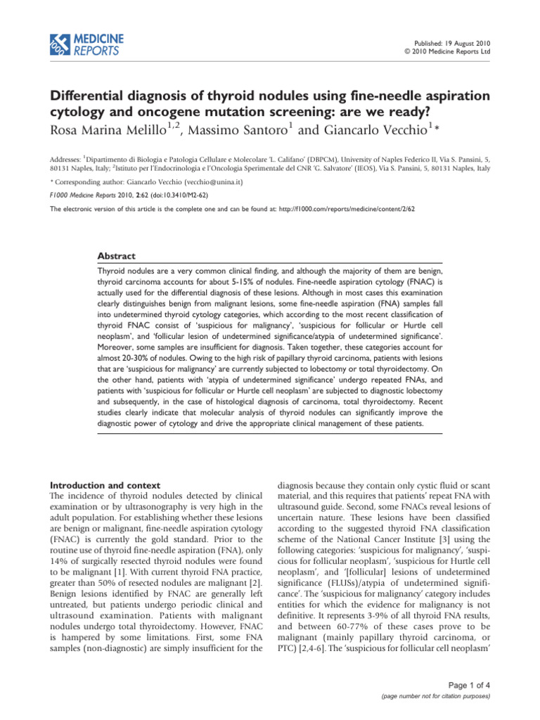 Differential Diagnosis of Thyroid Nodules Are We Ready | PDF ...