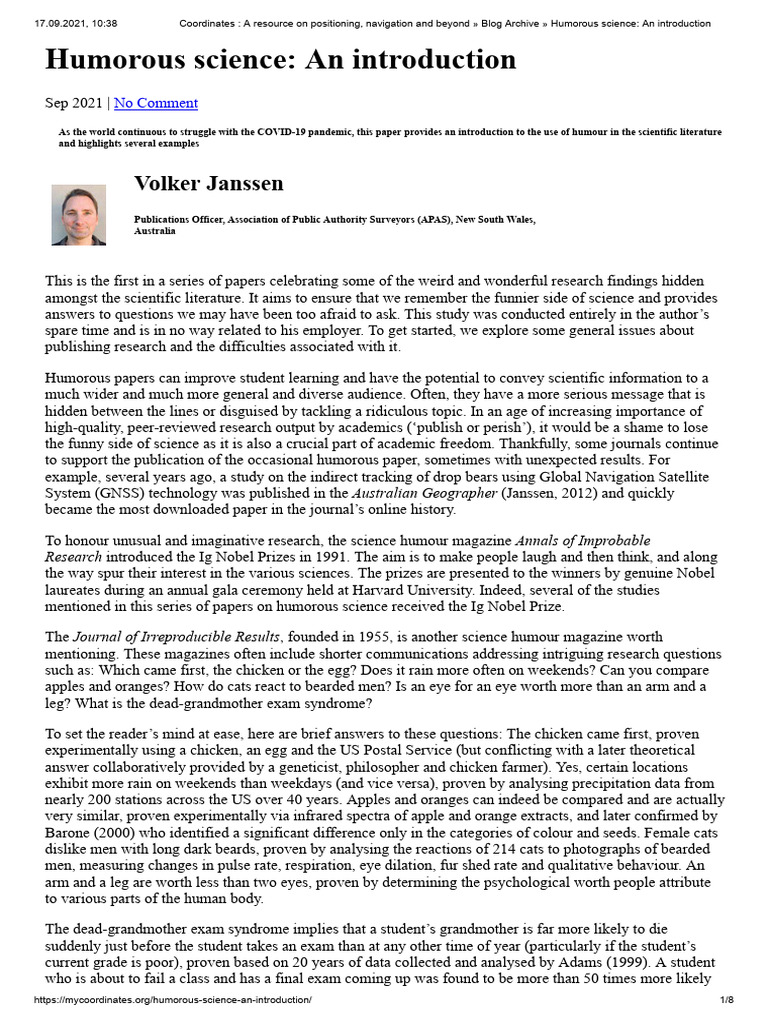 Humorous Science - An Introduction | PDF | Science | Humour