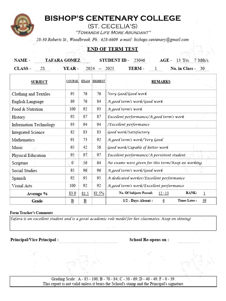 Tafara Gomez - Report Term 1 2024-2025-1 | PDF