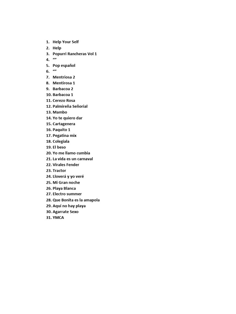 Lista de Canciones Pop y Rancheras | PDF