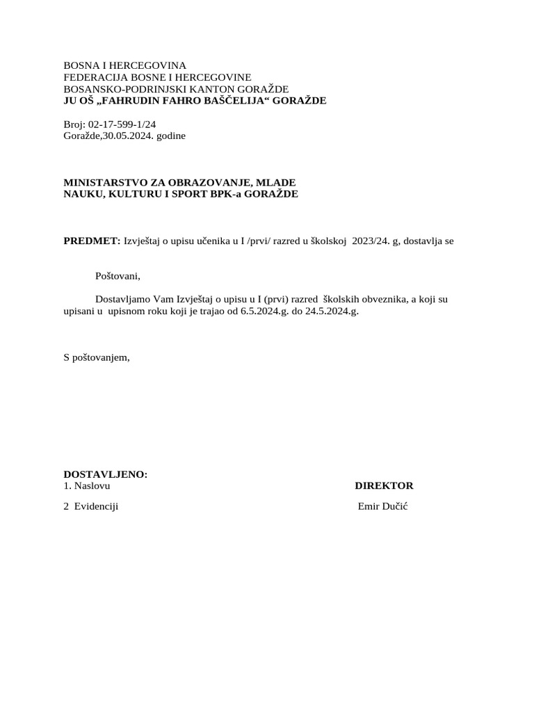 Izvještaj o Upisu 24 | PDF