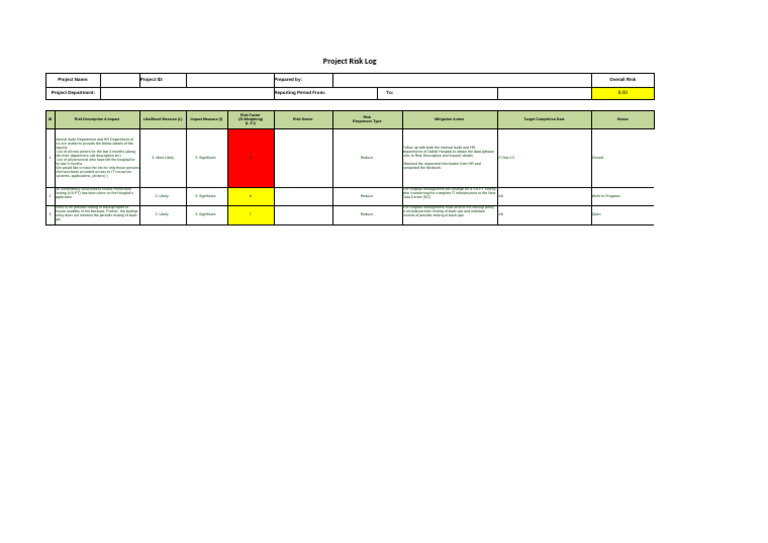 Sample ITAudit-Risk Log-SS | PDF | Risk | Backup