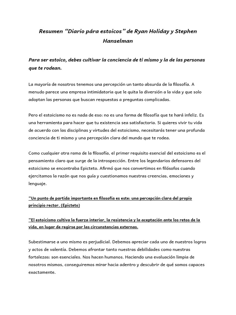 Resumen "Diario Pára Estoicos" de Ryan Holiday y Stephen Hanselman ...