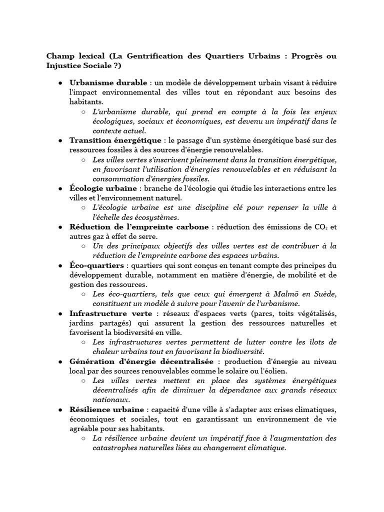 Gentrification : Progrès ou Injustice ? | PDF | Développement durable ...