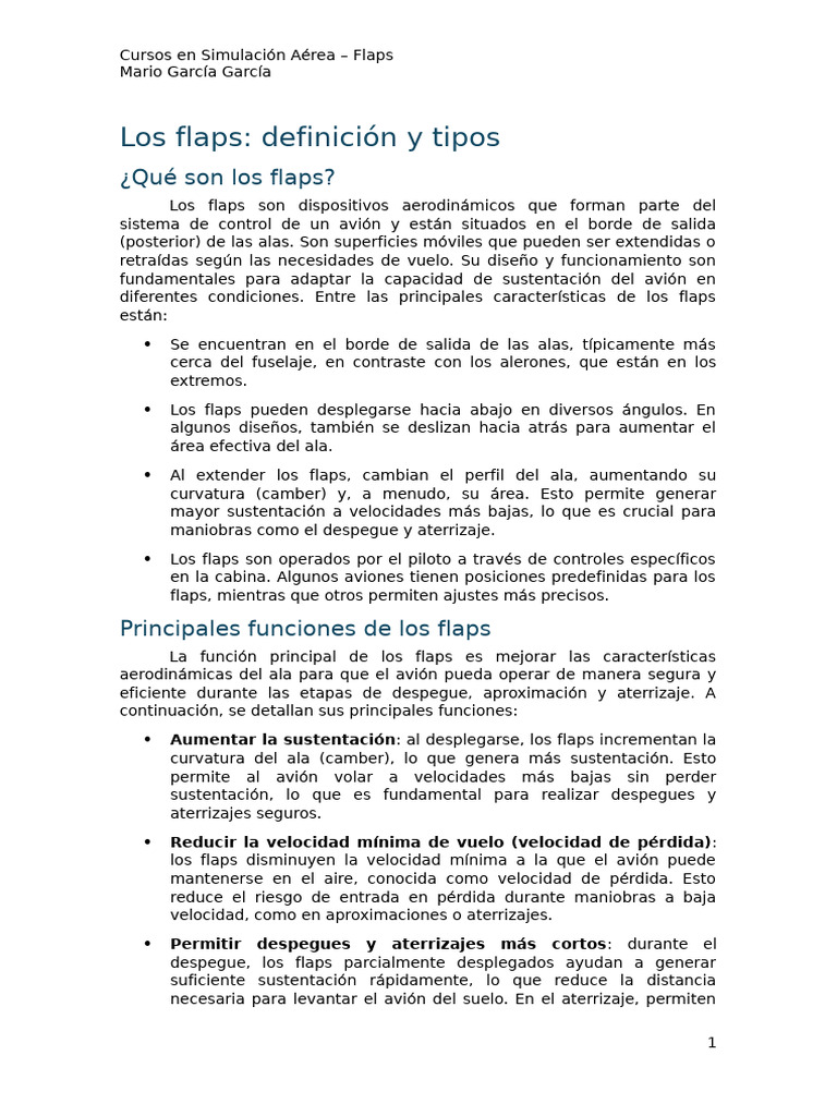Trabajo Flaps | PDF | Avión | Levantar (Fuerza)