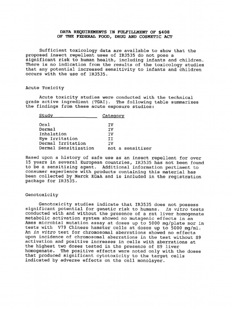 IR3535 Tox Summary | PDF
