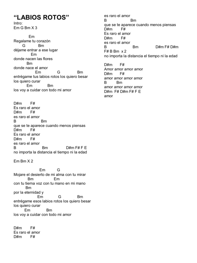 Labios Rotos Acordes | PDF | Ocio