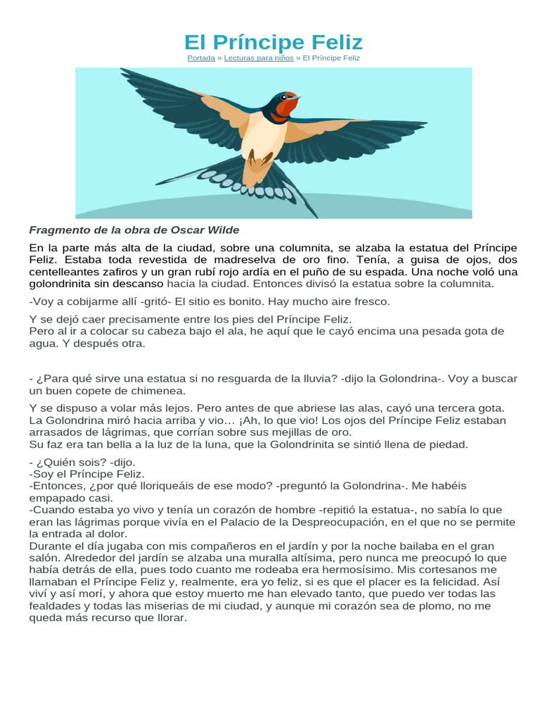 29-04-2021 - Lectura El Principe Feliz | PDF