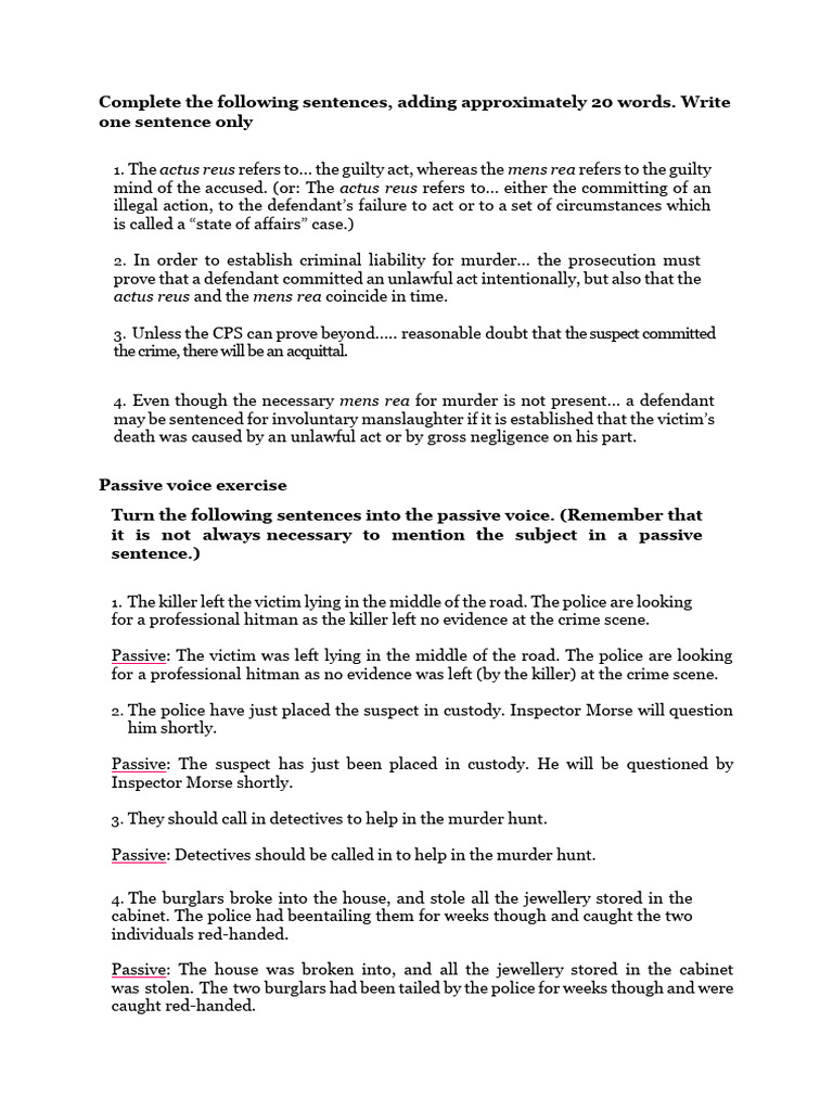 Unit 3 Complete The Sentences + Passive Voice CORRECTION - W4 | PDF