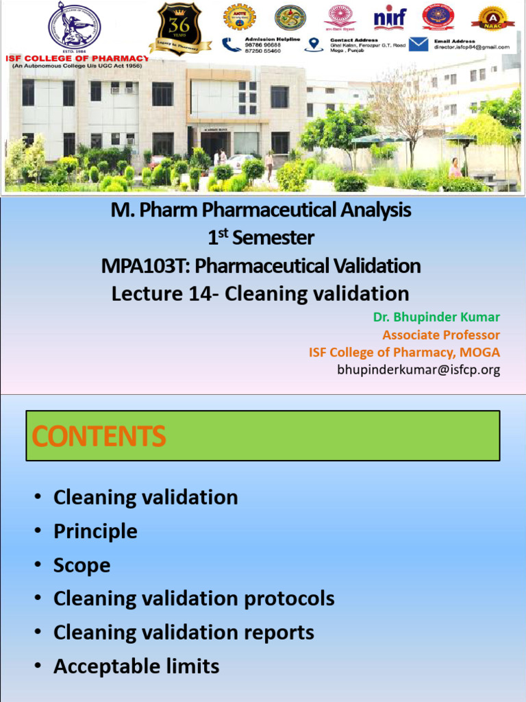 MPA103T - L14 Cleaning Validation | PDF
