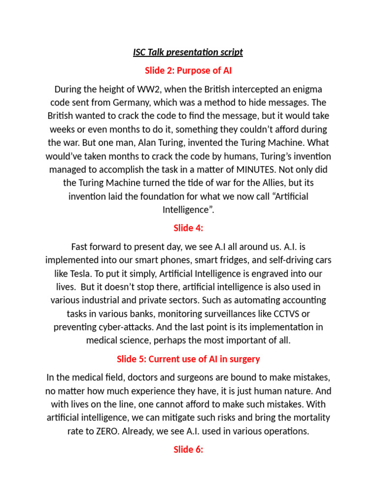 ISC Talk Speech FINALIZED | PDF | Artificial Intelligence | Intelligence (AI) & Semantics