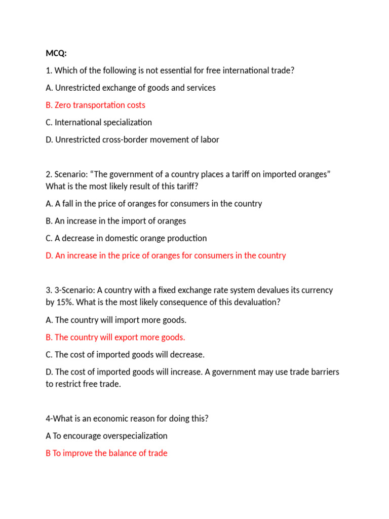 Economics final exam | PDF | Exchange Rate | Exports