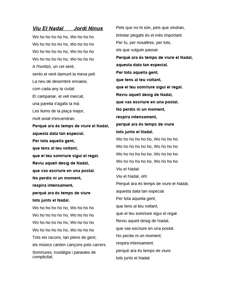 Viu El Nadal Jordi Ninus Lletra | PDF
