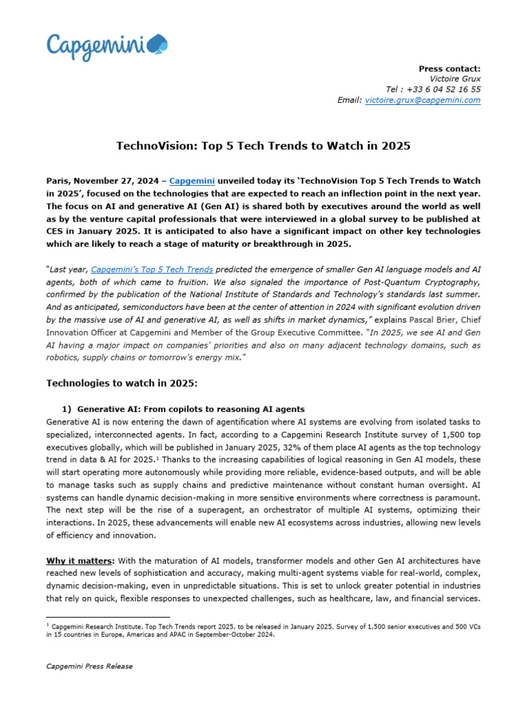 11_27_Capgemini-Top-5-Tech-Trends-2025-Press-Release | PDF | Computer ...