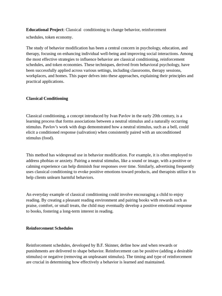 Educational_Project[1] | PDF | Reinforcement | Classical Conditioning
