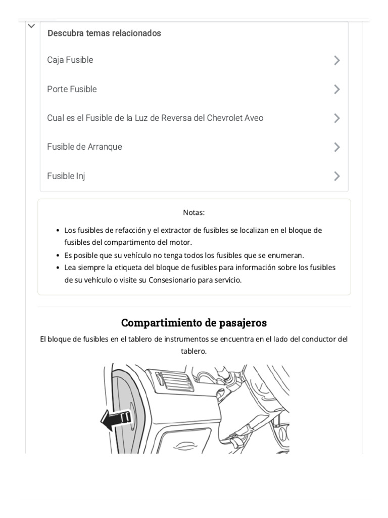Diagrama de Fusibles Chevrolet Optra (2007-2012) - Fusible - Info | PDF | Tecnología de ...